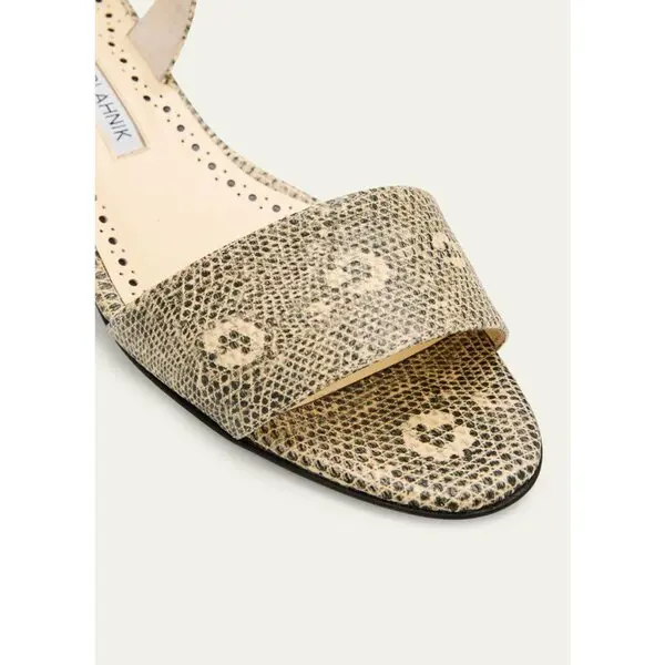 Manolo Blahnik 30mm Patobarnu Lizard-print Leather Slingback Sandals - Lizard Print