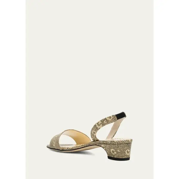 Manolo Blahnik 30mm Patobarnu Lizard-print Leather Slingback Sandals - Lizard Print
