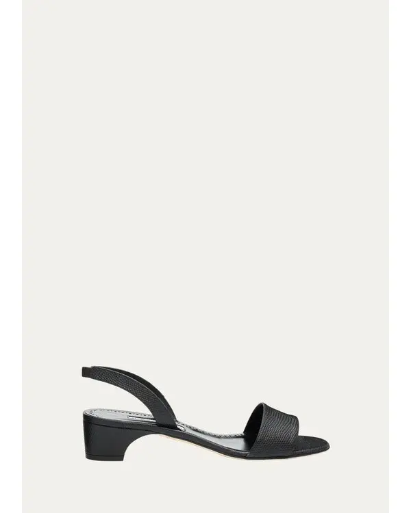 Manolo Blahnik 30mm Patobarnu Lizard-print Leather Slingback Sandals - Lizard Print