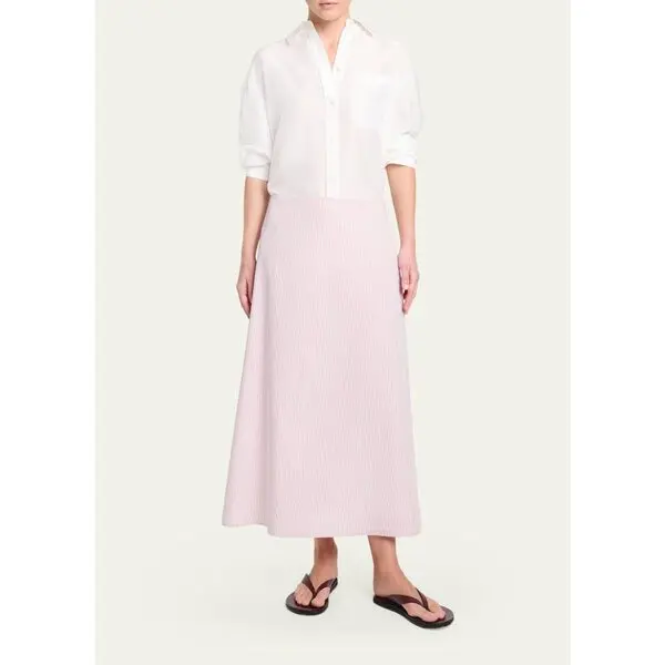 TWP Striped Cotton A-line Skirt