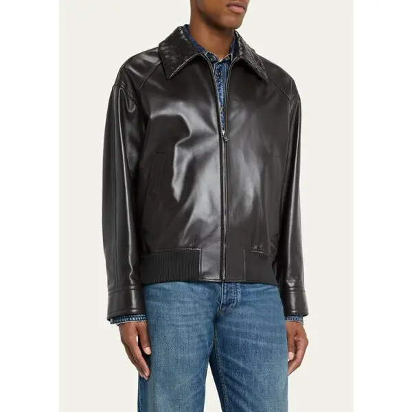 Bottega Veneta Dark Nappa Leather Blouson Jacket