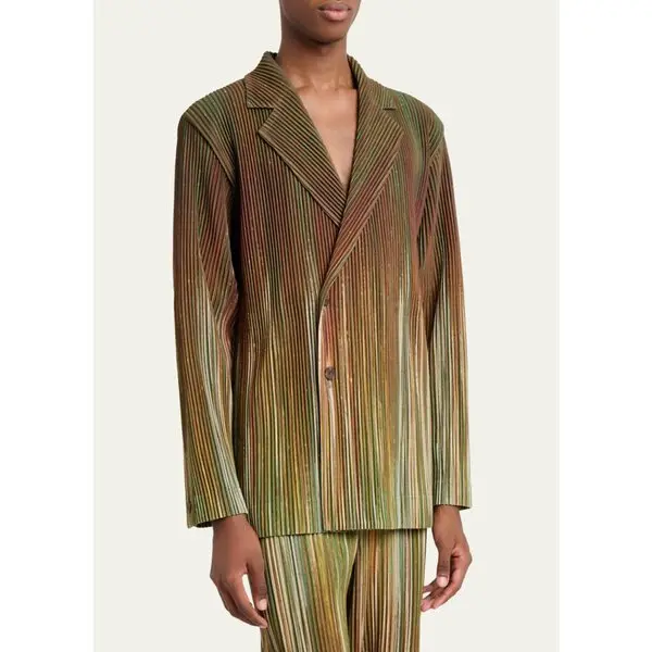 Issey Miyake Paintbrush Agate-print Pleated Single-breasted Blazer