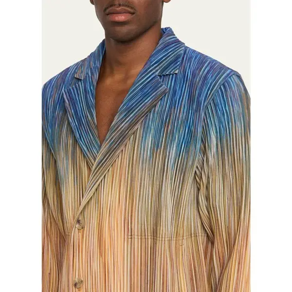 Issey Miyake Paintbrush Agate-print Pleated Single-breasted Blazer