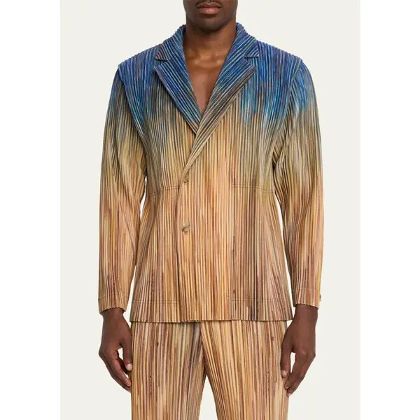 Issey Miyake Paintbrush Agate-print Pleated Single-breasted Blazer