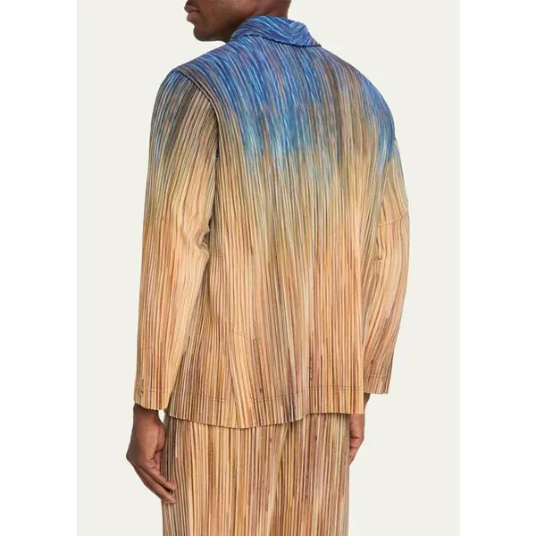 Issey Miyake Paintbrush Agate-print Pleated Single-breasted Blazer