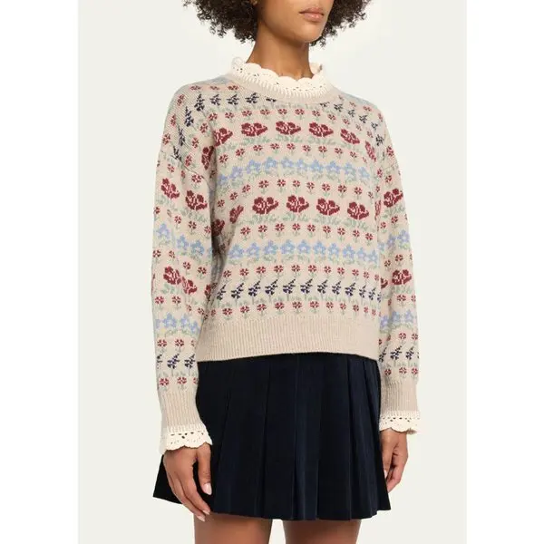 Sea Preston Crochet-trim Fair Isle Sweater
