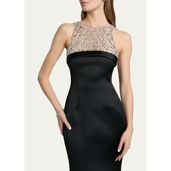 Prabal Gurung Hunter Crystal And Satin Halter Trumpet Gown