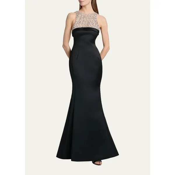 Prabal Gurung Hunter Crystal And Satin Halter Trumpet Gown