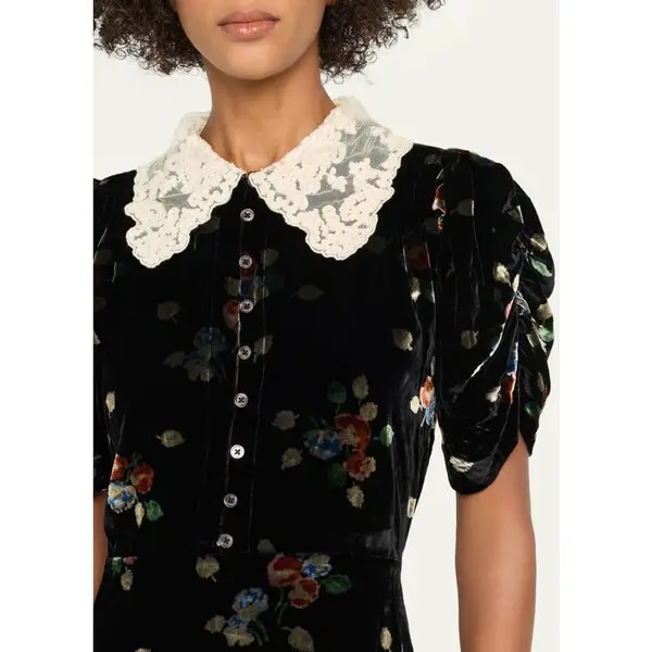 Sea Leda Floral Burnout Velvet Mini Dress