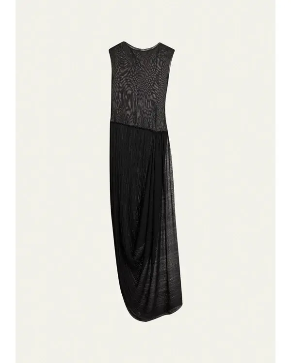 Balmain Flechage Semi-sheer Draped Dress - Black
