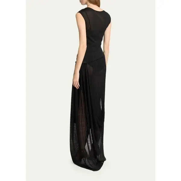 Balmain Flechage Semi-sheer Draped Dress