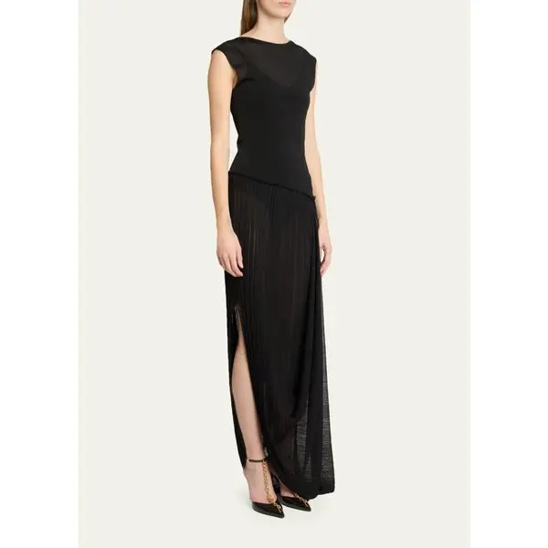 Balmain Flechage Semi-sheer Draped Dress