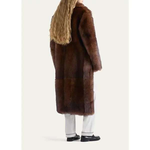 Prada Single-breasted Lamb Shearling Long Coat