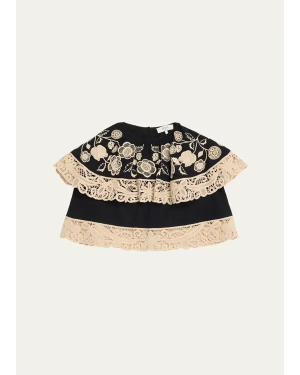 Sea Shiloh Embroidered Ruffle Blouse