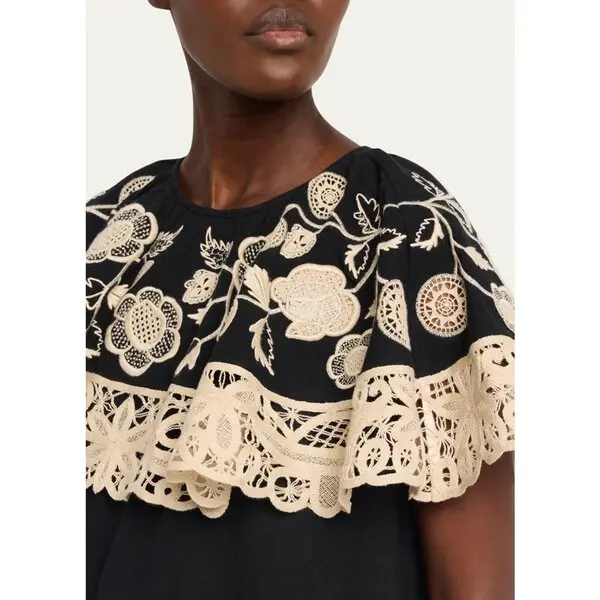 Sea Shiloh Embroidered Ruffle Blouse