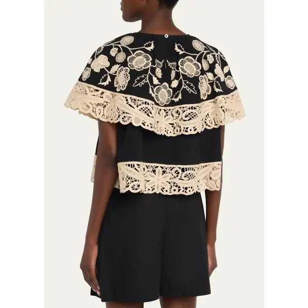 Sea Shiloh Embroidered Ruffle Blouse