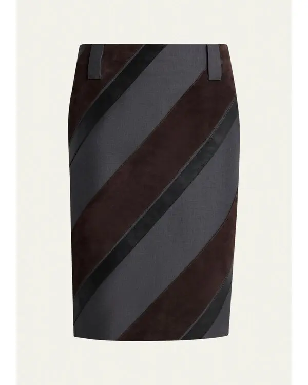 Versace Paneled Midi Skirt - Brown/grey