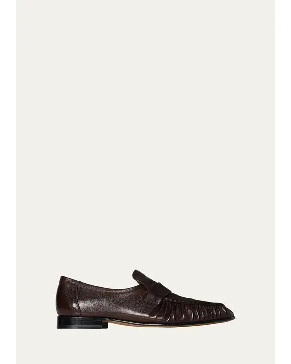 THE ROW Soft Grained Leather Penny Loafers