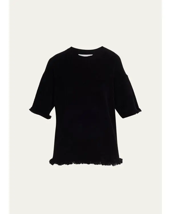 Maria Mcmanus Drop-shoulder Frayed Short-sleeve T-shirt