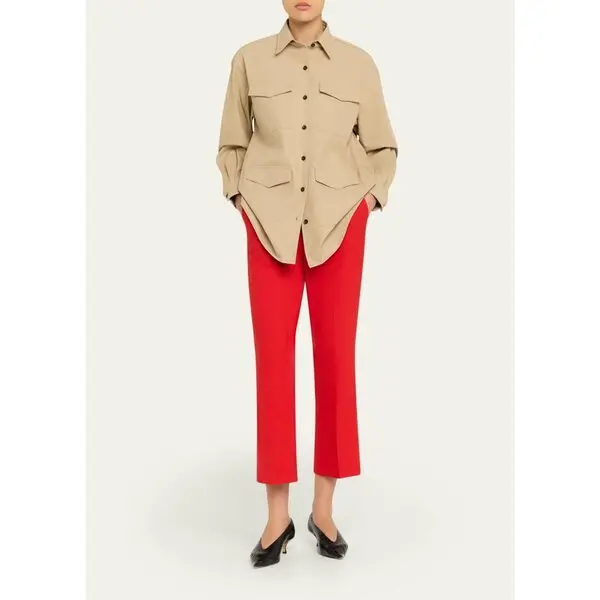 Maria Mcmanus High-rise Straight-leg Crop Trousers - Carmine Red