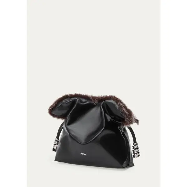 Loewe Flaco Shearling & Leather Clutch Bag