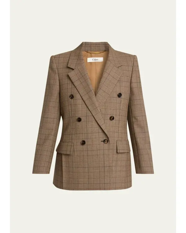 Chloé Double-breasted Check Tailoring Jacket