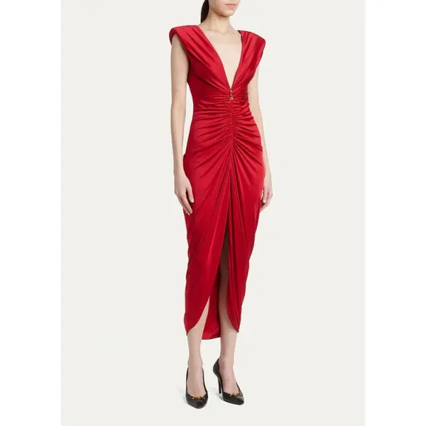 Versace Ruched Tulip-hem Gown