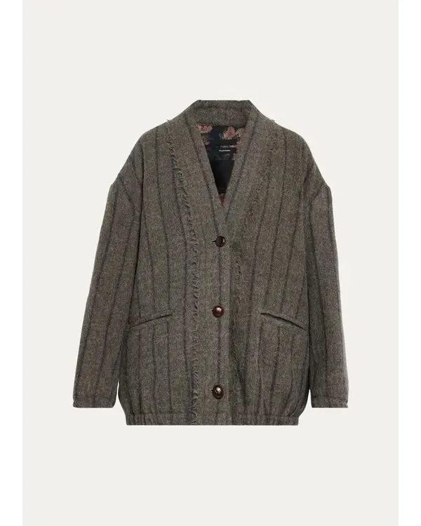 R13 Striped Virgin Wool Cardigan