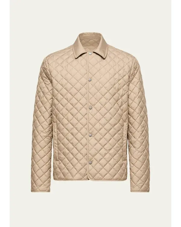 Moncler Avrelie Diamond Quilted Padded Shirt Jacket - Sand