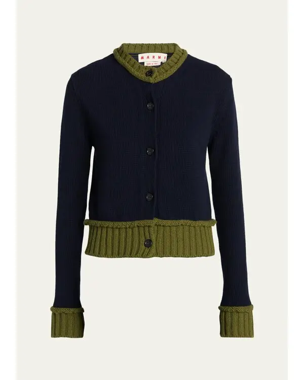 Marni Wool-blend Contrast-trim Cardigan