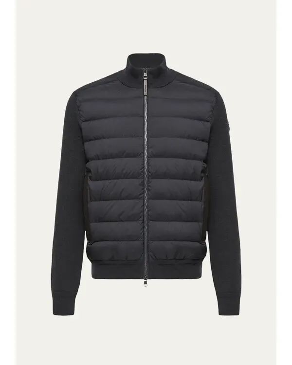Moncler Padded Crepe Cotton Full-zip Cardigan