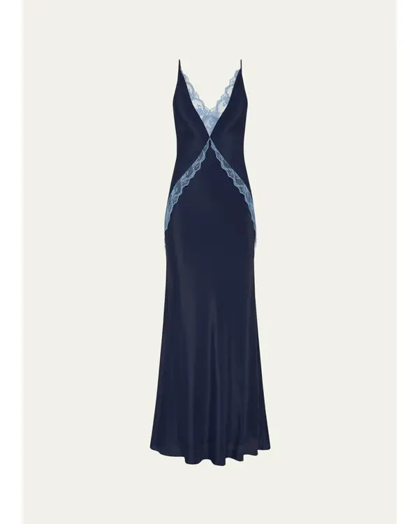 SIR. Elsie Lace V-neck Gown - Navy