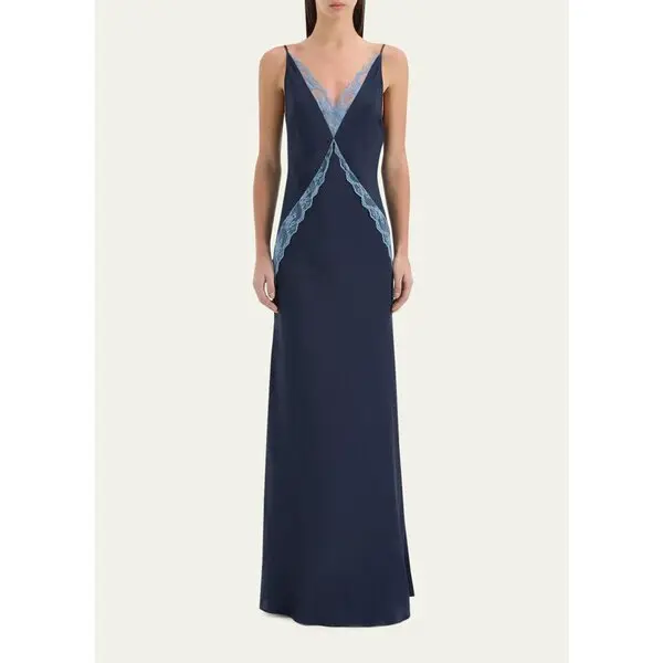 SIR. Elsie Lace V-neck Gown - Navy