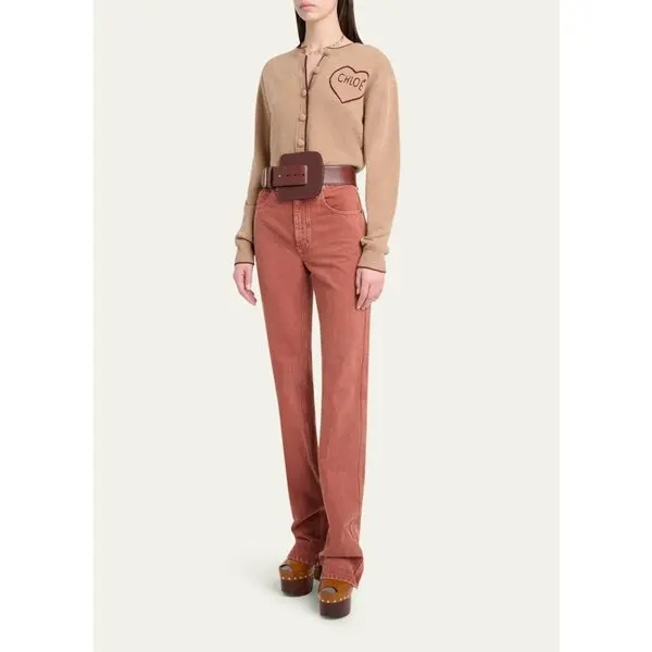Chloé Wool-cashmere Logo Heart Cardigan