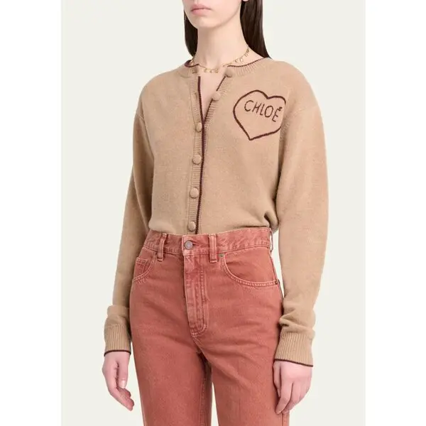 Chloé Wool-cashmere Logo Heart Cardigan