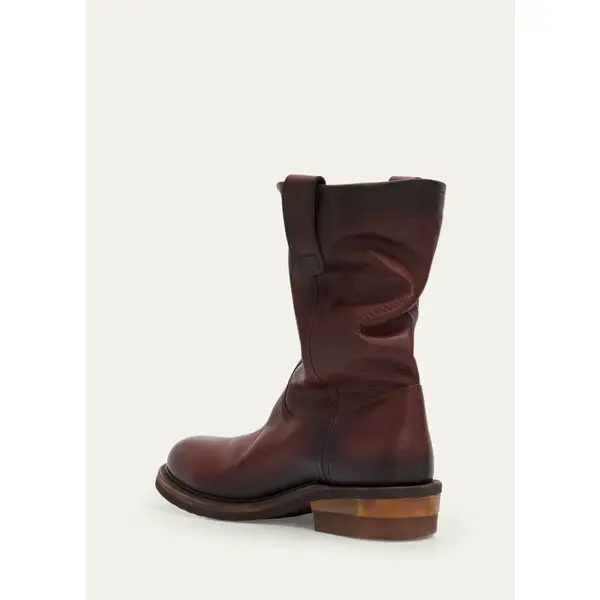 Miu Miu Foule Leather Mid-calf Boots