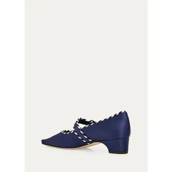 Manolo Blahnik 30mm Zaera Satin Mary Jane Pumps
