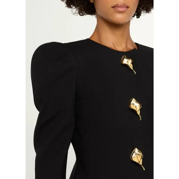 Carolina Herrera Puff-sleeve Calla Lily Single-breasted Fitted Jacket
