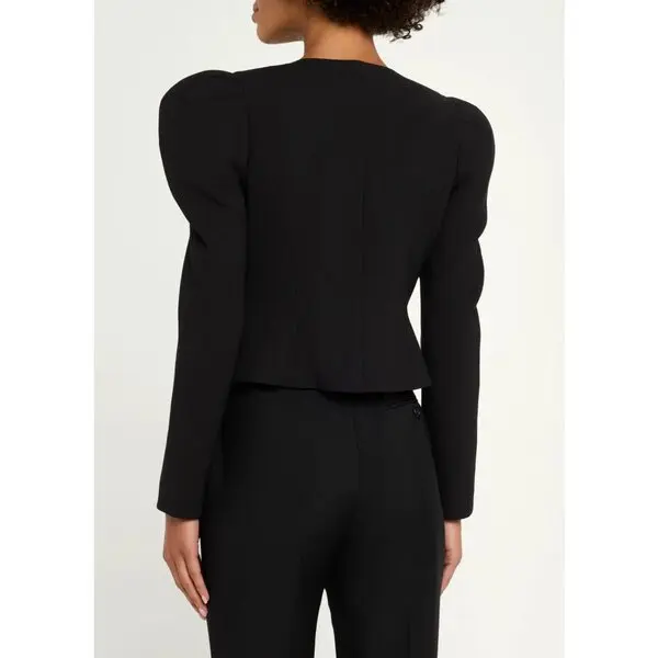 Carolina Herrera Puff-sleeve Calla Lily Single-breasted Fitted Jacket