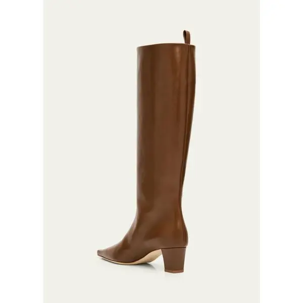 Manolo Blahnik 50mm Leather Knee-high Low-heel Boots - Dark Brown