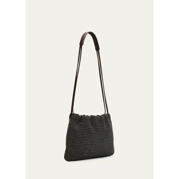Brunello Cucinelli 3d Monili Net Embroidered Pochette Bag In Riding Leather