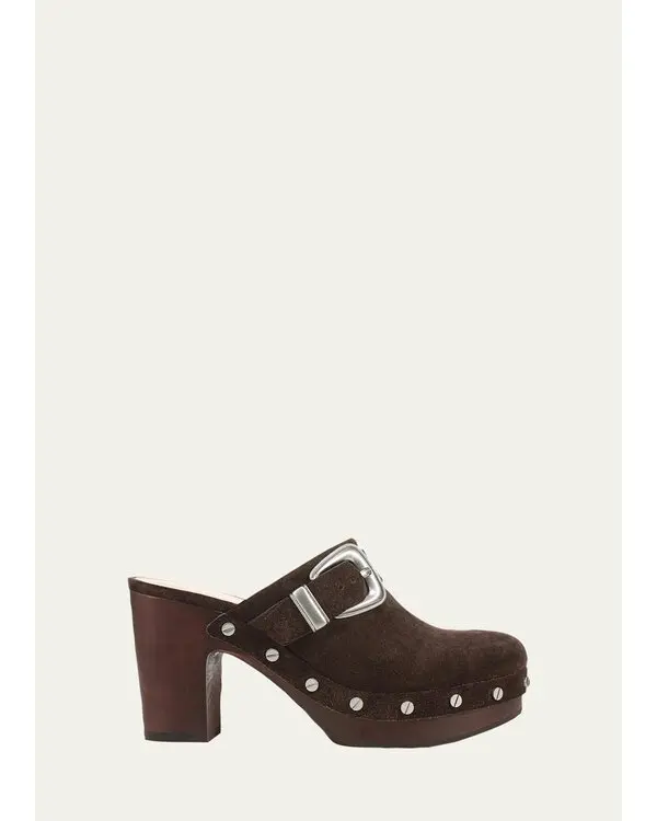 Veronica Beard Larken 95mm Suede Clogs