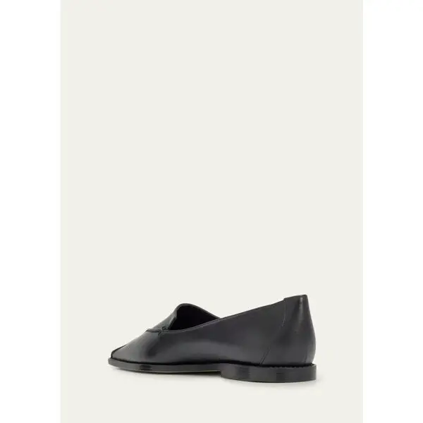 Manolo Blahnik Cleofelo Leather Flats - Black