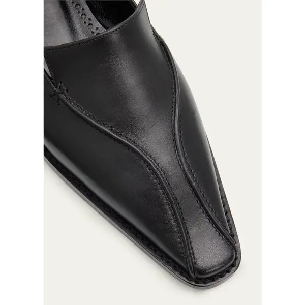 Manolo Blahnik Cleofelo Leather Flats - Black