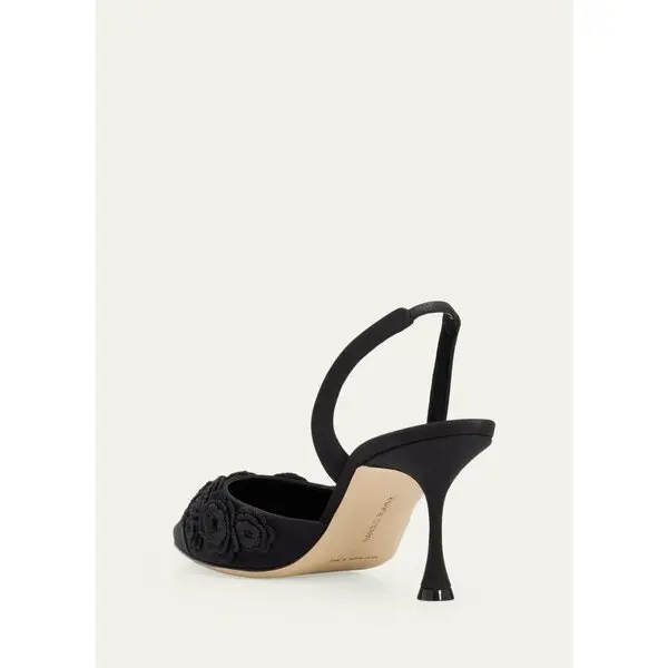 Manolo Blahnik 70mm Svemutasli Gala Floral Slingback Pumps