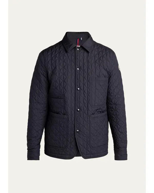 Moncler Logo Quilted Jacket - Dark Navy