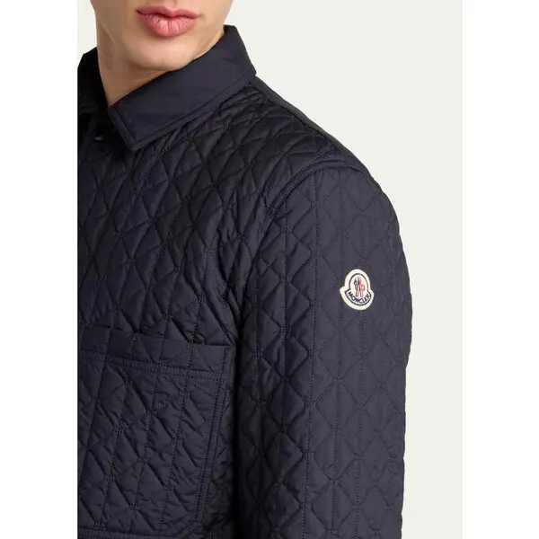 Moncler Logo Quilted Jacket - Dark Navy