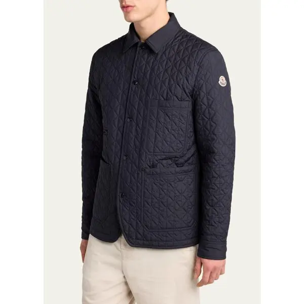 Moncler Logo Quilted Jacket - Dark Navy