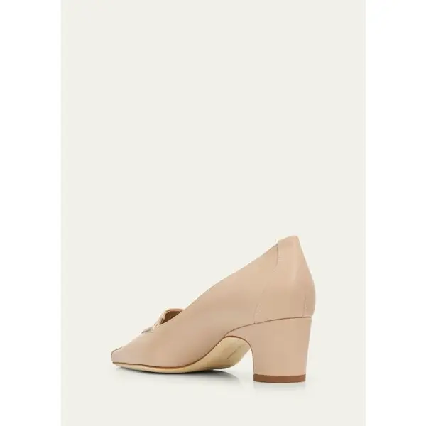 Manolo Blahnik 50mm Cleofelo Low-heel Leather Pumps - Medium Nude