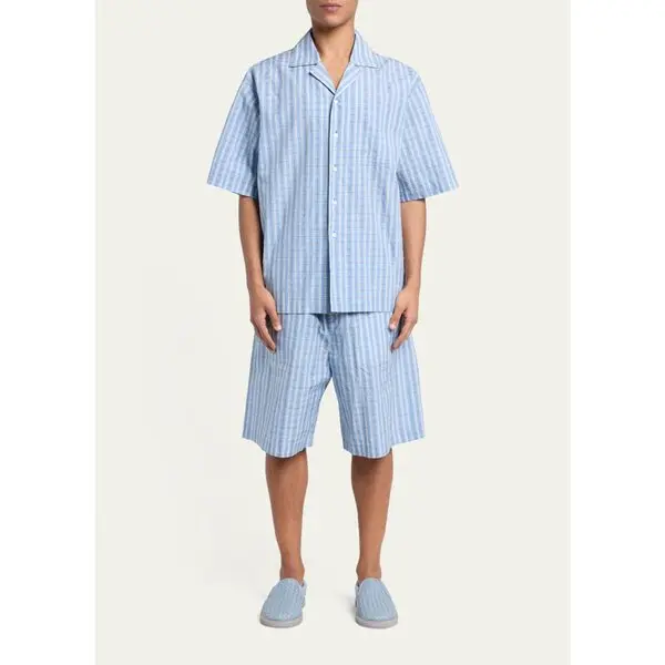 Bottega Veneta Cotton And Silk Textured Plaid Short-sleeve Shirt